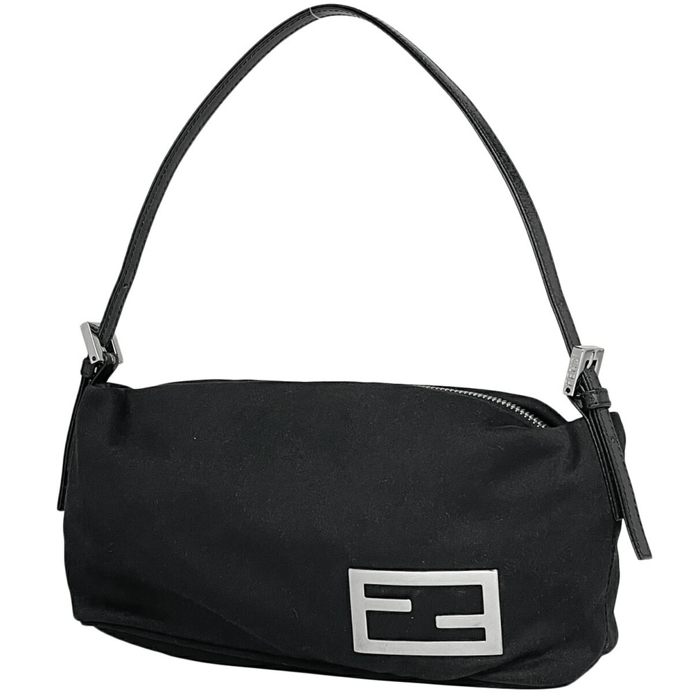 Fendi One Black Fabric Shoulder Logo Bag - Gem